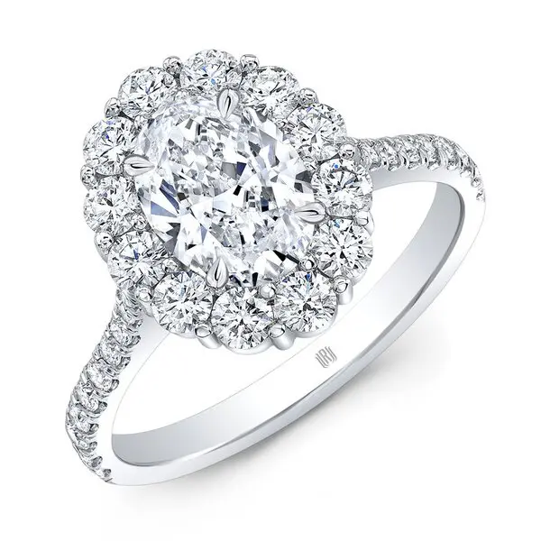 Rahaminov 18k Oval Diamond Halo Ring - Wg
