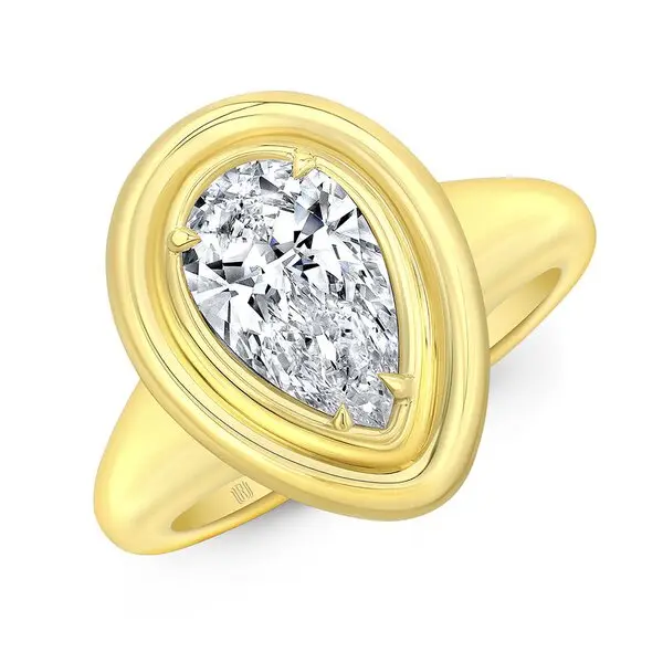 Rahaminov 1.52 Carat Pear Diamond 18k Yellow Gold Ring - Yg