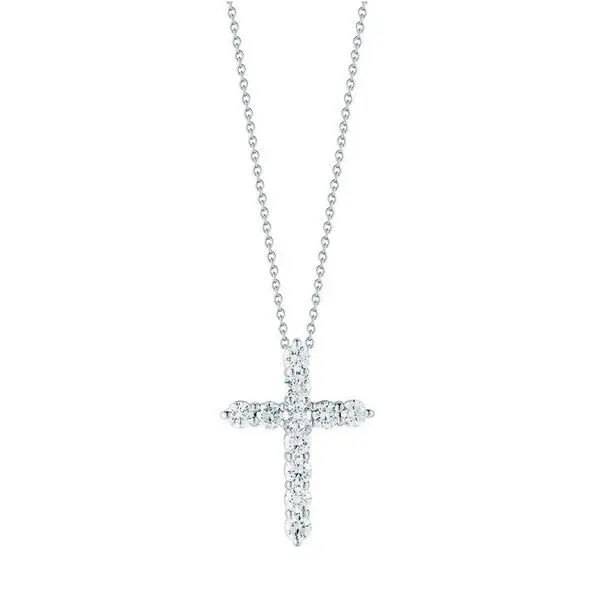 Roberto Coin 18k White Gold Diamond Cross Pendant Necklace - Wg