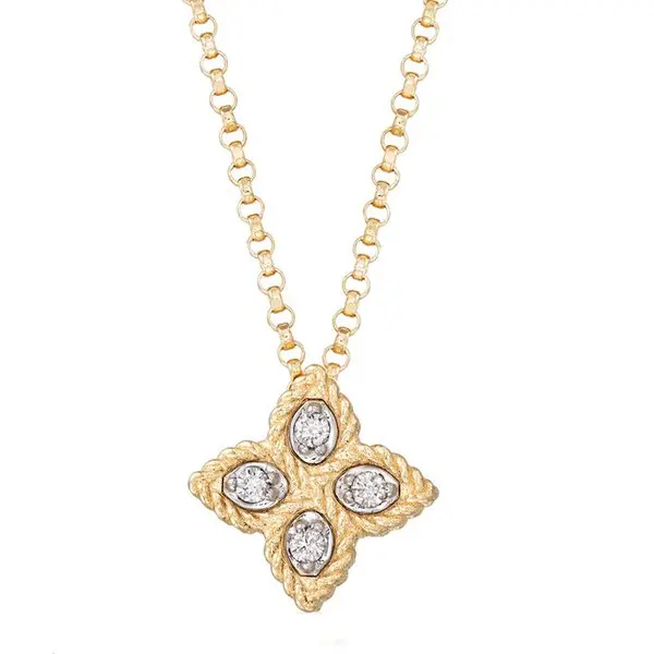Roberto Coin Princess Flower Diamond Necklace - Yg