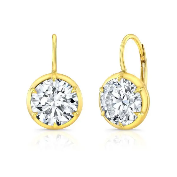 Rahaminov Bezel Set Diamond Drop Earrings - Yg