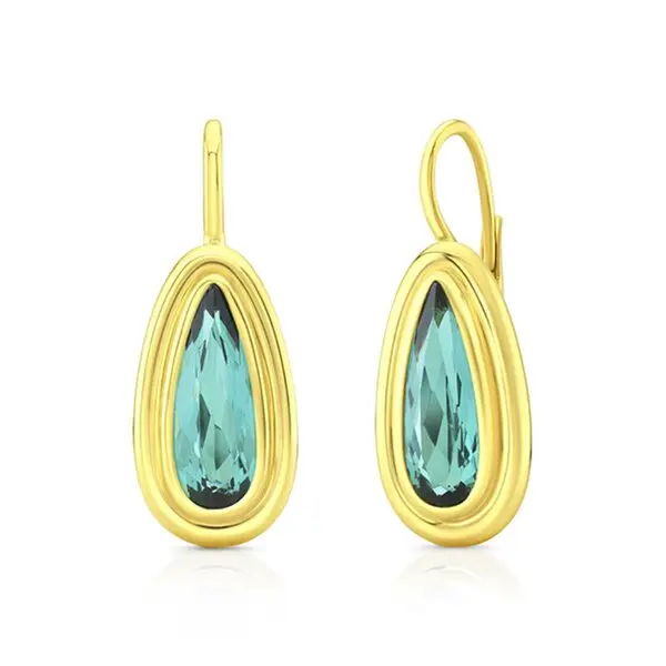 Rahaminov 18k Yellow Gold Tourmaline Drop Earrings - Green