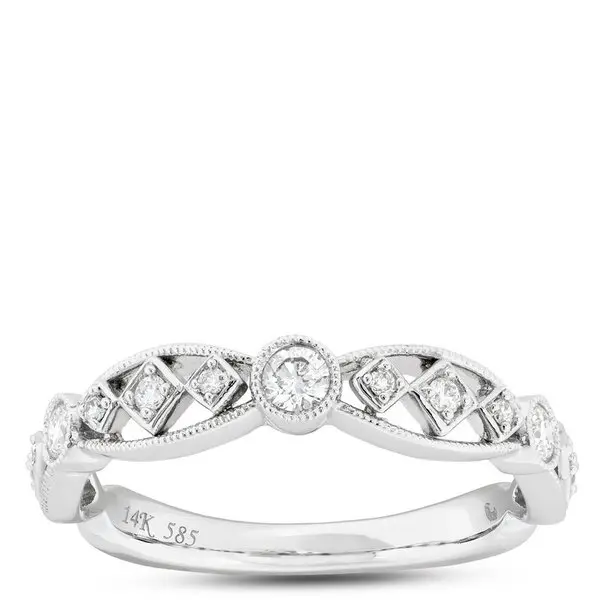 Benbridge Scalloped Diamond Band In 14k White Gold - Wg