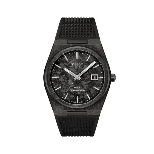 TISSOT Prx 40.5mm Carbon Black Dial Watch - Stainless Steel