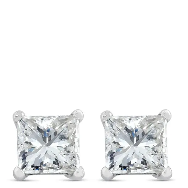 Benbridge Princess Cut Diamond Stud Earrings, 1.4 Carat Total Weight, 14k White Gold - H-j