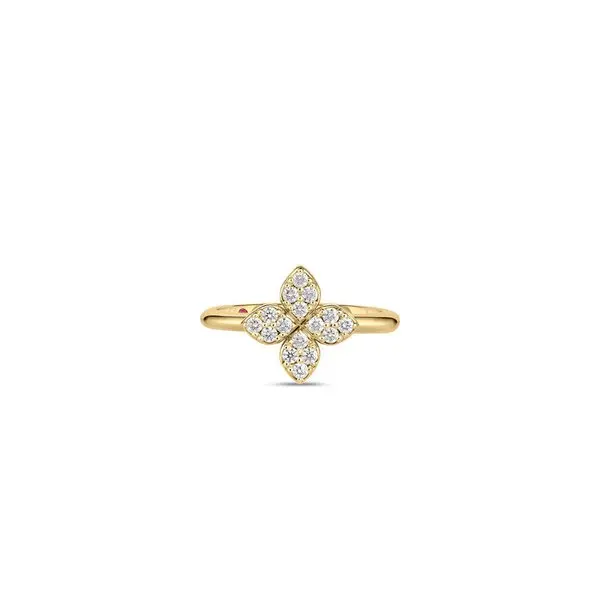 Roberto Coin 18k Yellow Gold Love In Verona Medium Pavé Diamond Flower Ring - Yg