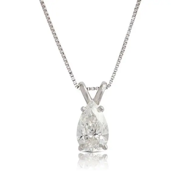 Benbridge 14k Pear Diamond Solitaire Pendant 3/4 Ct - Wg