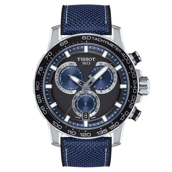 TISSOT Supersport Chrono Black Dial Watch 45.5mm - Stainless Steel