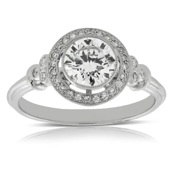 Benbridge Bezel Halo Diamond Engagement Ring - Wg