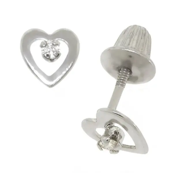 Benbridge 14k White Gold Heart Shaped Diamond Stud Earrings - Wg