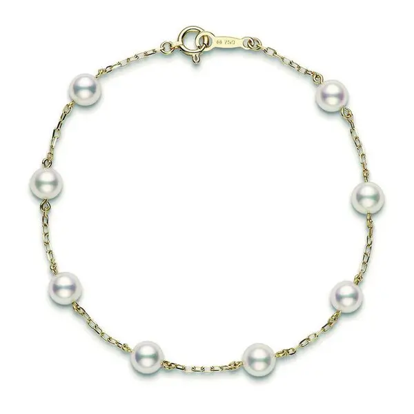 Mikimoto Akoya Pearl And 18k Yellow Gold Bracelet - White