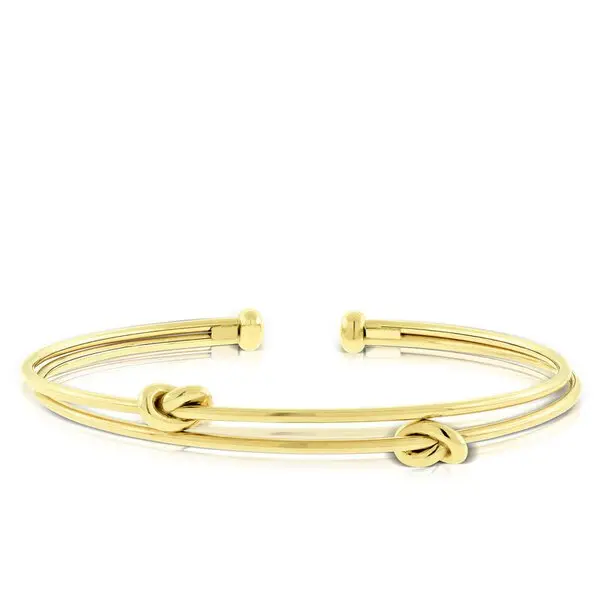 TOSCANO 14k Double Love Knot Cuff Bangle - Yg