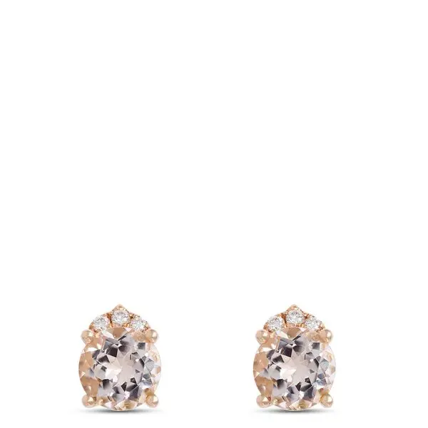 Benbridge Round Morganite Stud Earrings - Pink