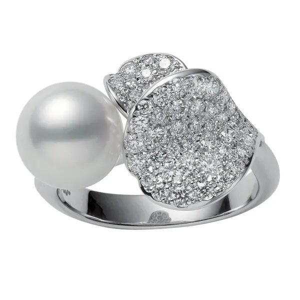 Mikimoto Akoya Cultured Pearl And Diamond Ring - White