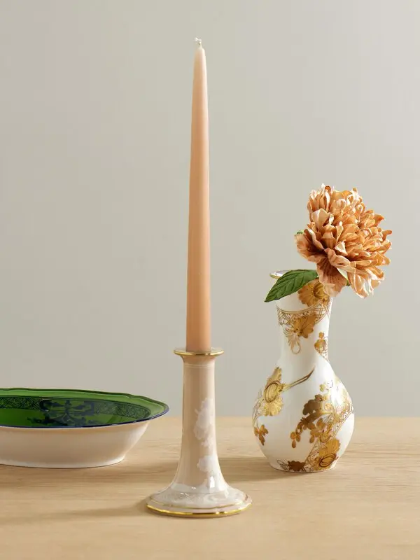 GINORI 1735 Antico Doccia Gold-plated Porcelain Candleholder