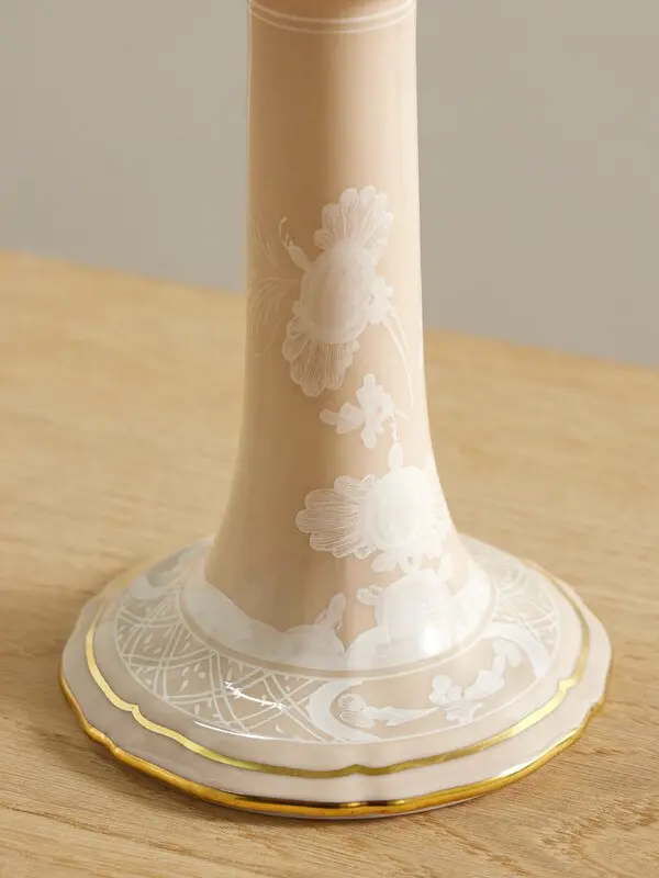 GINORI 1735 Antico Doccia Gold-plated Porcelain Candleholder