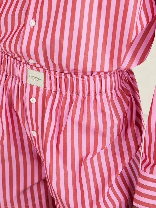 Comme Si La Boxer Classica Striped Cotton-poplin Shorts - Pink