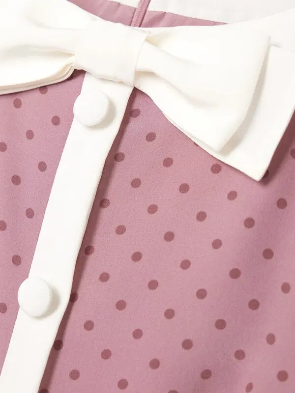 Alessandra Rich Clover Bow-detailed Polka-dot Mini Dress