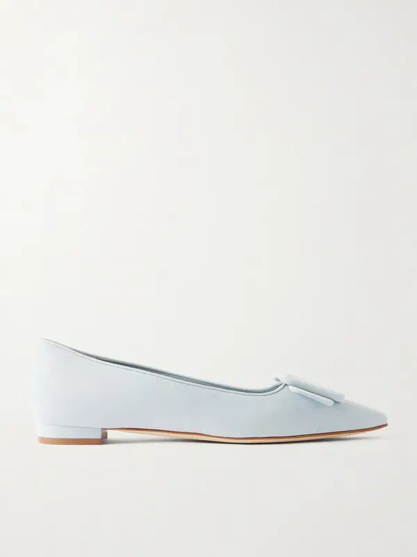 Manolo Blahnik Maysale Buckled Suede Point-toe Flats - Blue