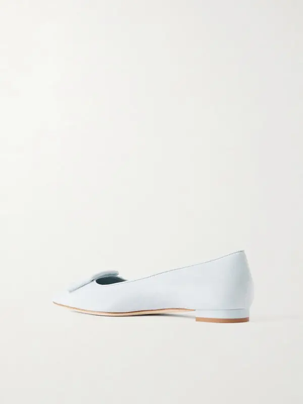 Manolo Blahnik Maysale Buckled Suede Point-toe Flats - Blue
