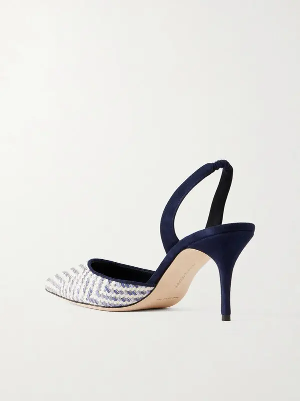 Manolo Blahnik Carolyne 70 Raffia Slingback Pumps