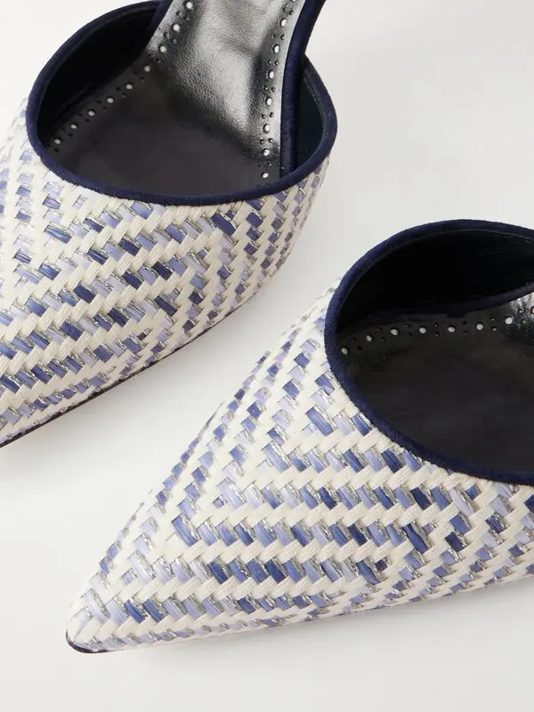 Manolo Blahnik Carolyne 70 Raffia Slingback Pumps