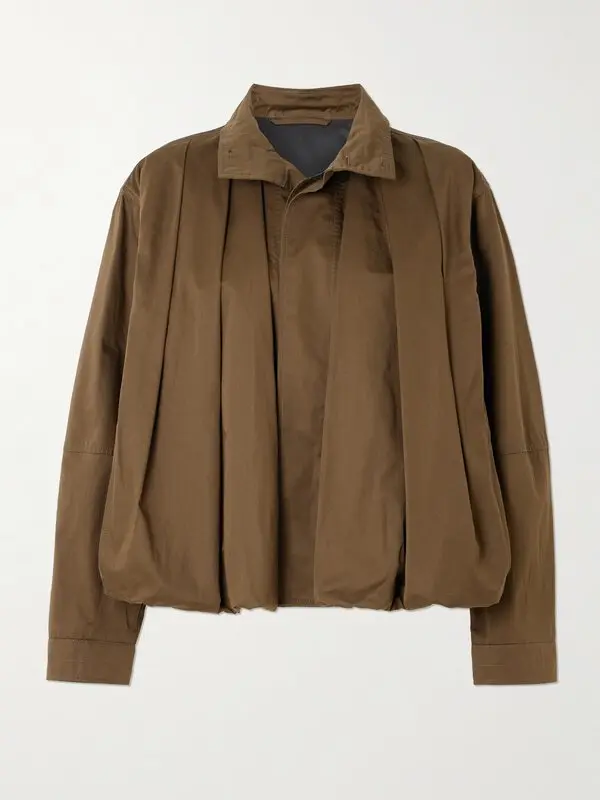 LEMAIRE Pleated Cotton-twill Jacket - Brown