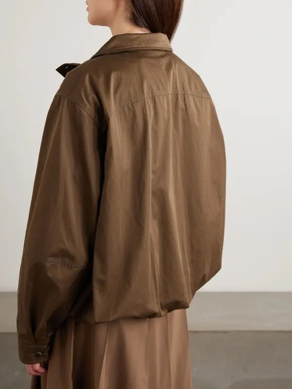 LEMAIRE Pleated Cotton-twill Jacket - Brown