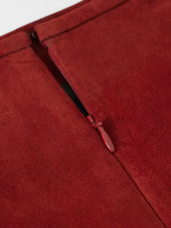 Loulou De Saison Engel Paneled Suede Midi Skirt - Red