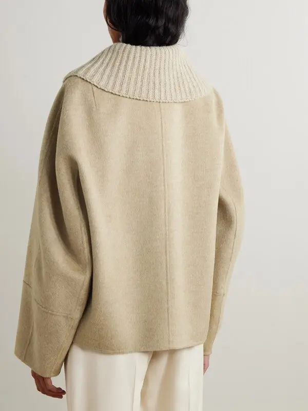 JOSEPH Cooksey Ribbed-knit Trimmed Wool And Cashmere-blend Jacket - Neutrals
