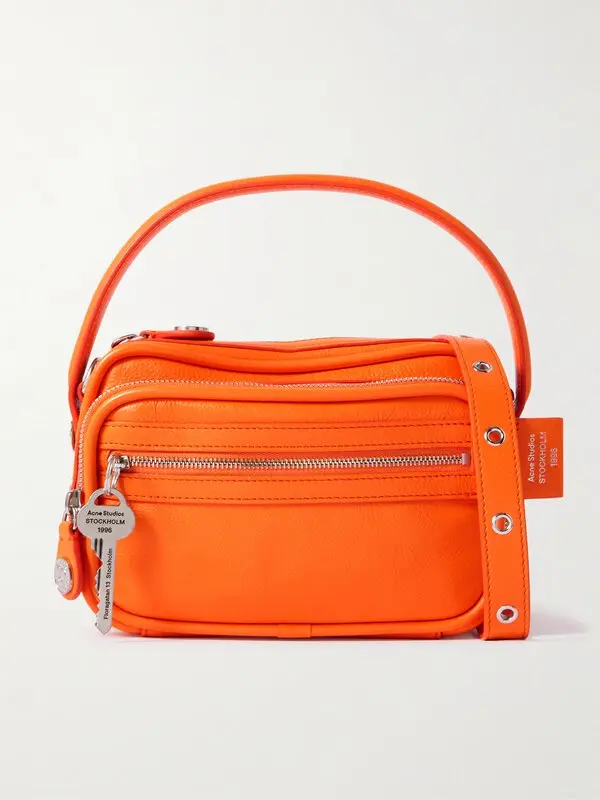 Acne Studios Embellished Textured-leather Shoulder Bag - Orange
