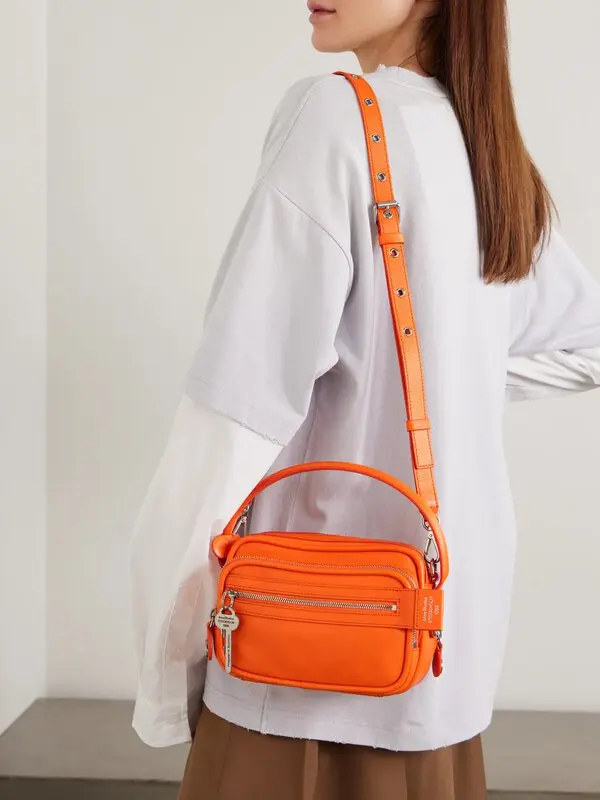 Acne Studios Embellished Textured-leather Shoulder Bag - Orange