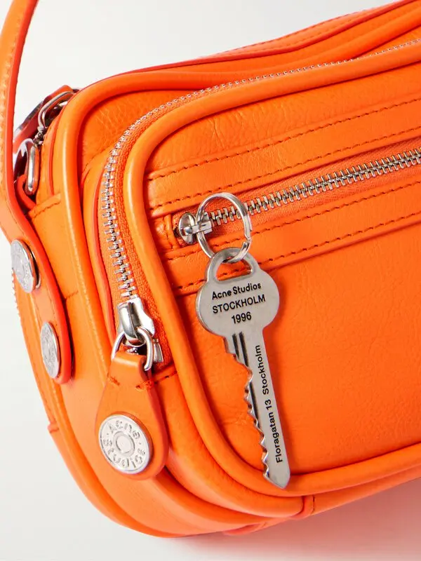 Acne Studios Embellished Textured-leather Shoulder Bag - Orange