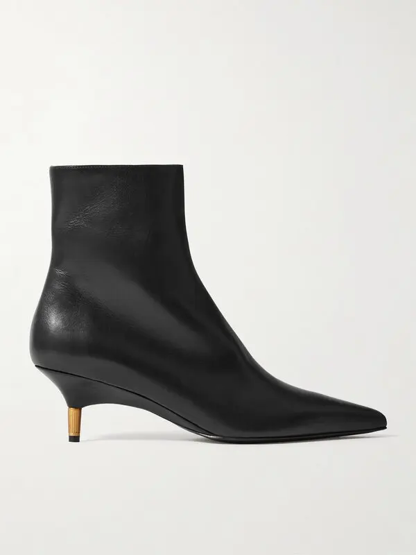 Khaite Bella Leather Ankle Boots - Black
