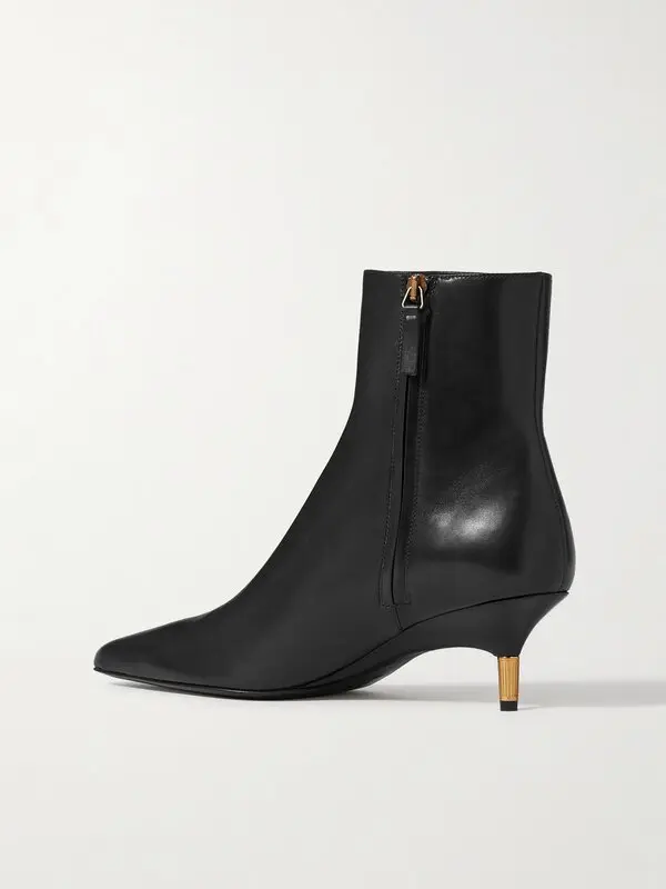 Khaite Bella Leather Ankle Boots - Black
