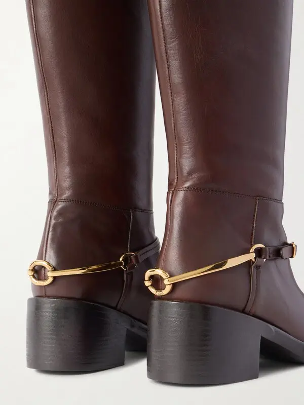 Chloé Dakota Embellished Leather Knee Boots