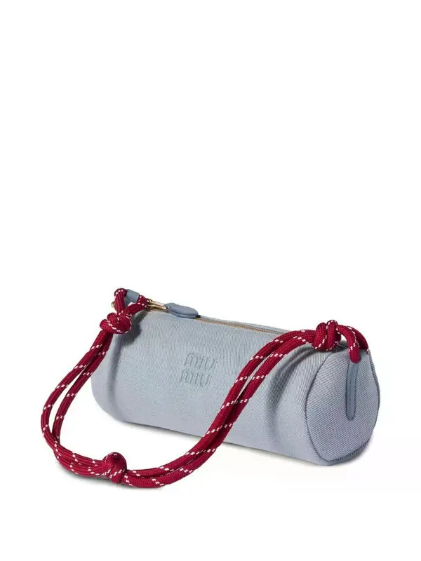 Miu Miu Embroidered Logo Gabardine Shoulder Bag - Grey