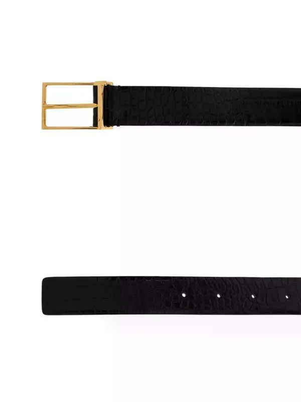 TOM FORD Crocodile-effect Buckled Belt