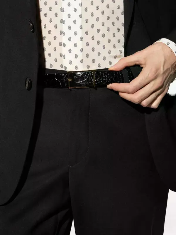TOM FORD Crocodile-effect Buckled Belt