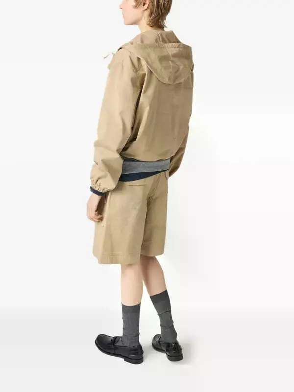 Miu Miu Oversized Half-zip Jacket With Drawstring Hood - Neutrals