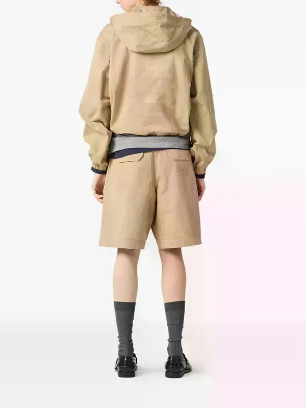 Miu Miu Oversized Half-zip Jacket With Drawstring Hood - Neutrals