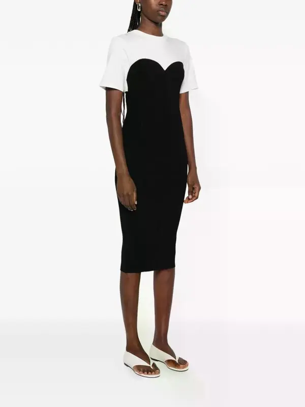 Patrizia Pepe Fitted Ribbed Midi Dress
