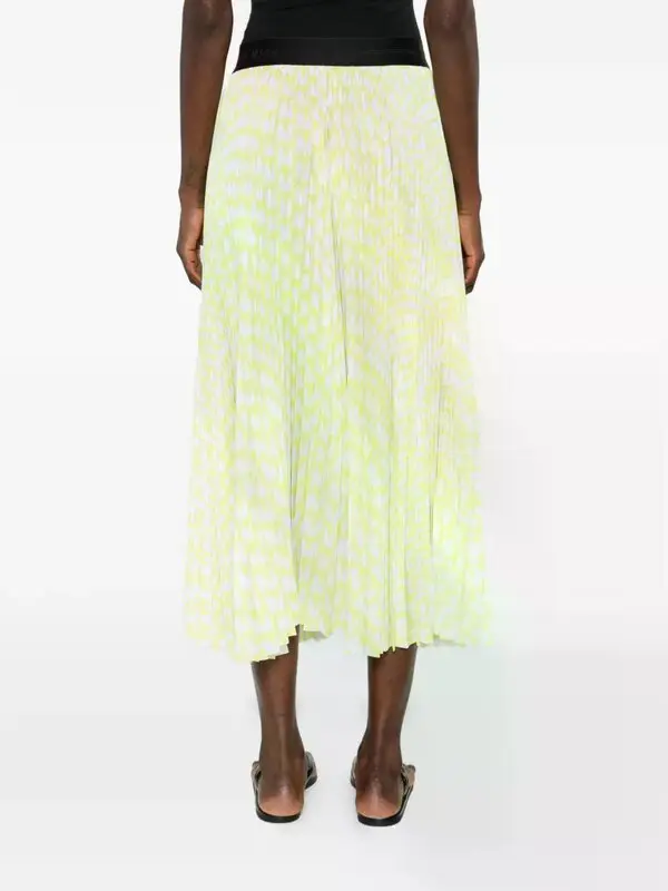 MSGM Pleated Patterned Skirt - Yellow