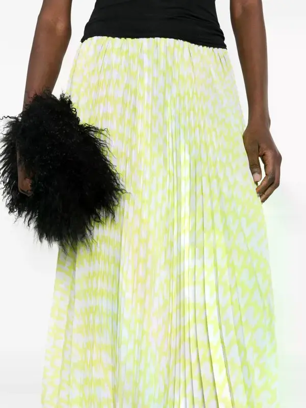 MSGM Pleated Patterned Skirt - Yellow