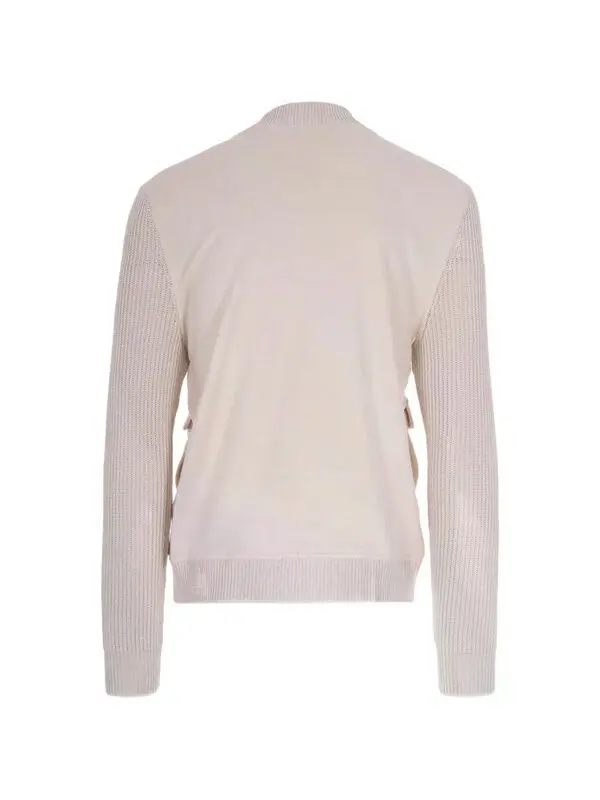 Eleventy Ribbed-knit Panelled Jacket - Neutrals