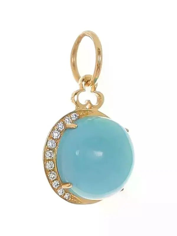 Devon Woodhill Moon Turquoise And Diamond Pendant - Gold