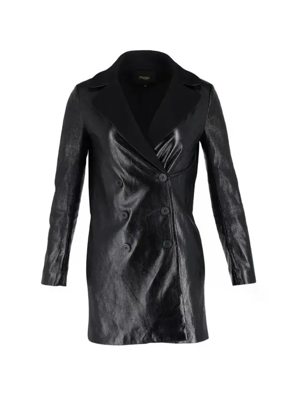 Maje Double-breasted Leather Coat