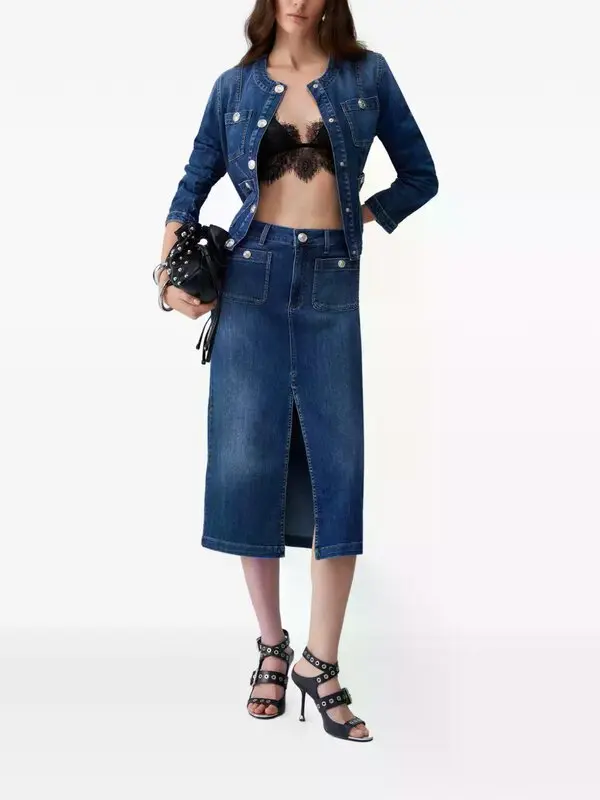 Liu Jo Denim Jacket With Logo Buttons - Blue