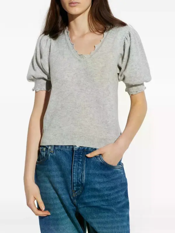 Ulla Johnson Polline Ruffled-sleeve T-shirt - Grey