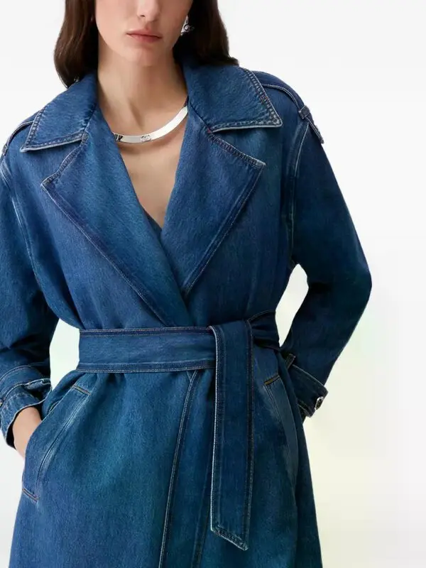 Liu Jo Denim Belted Trench Coat - Blue